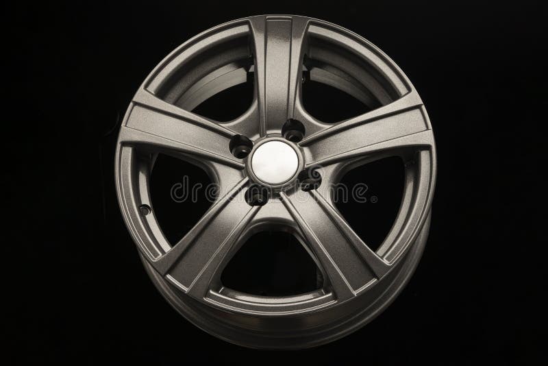 Aluminum Gray Alloy Wheel on Black Background Stock Photo - Image of ...