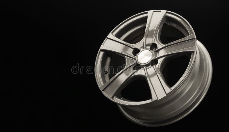 Aluminum Gray Alloy Wheel on Black Background, Copyspace Stock Photo ...