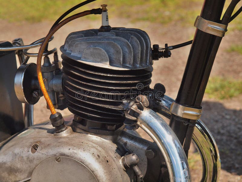 Aluminum Head of Old Motorcycle Engine, Exhaust System Stock Image ...