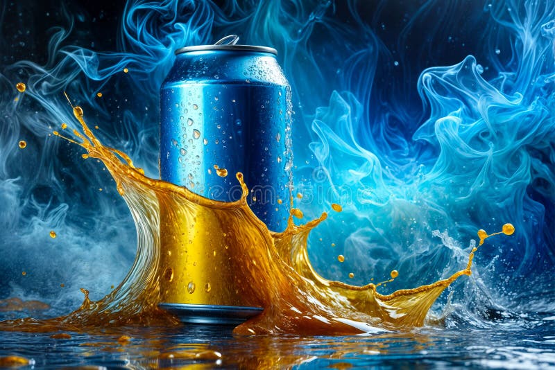 Aluminum Jar. Blue Beer Can in Splashes Stock Illustration ...