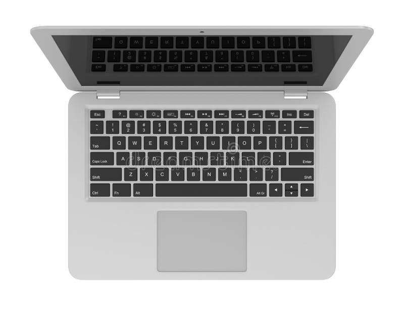 Aluminum Laptop Computer Top View Isolated on White Stock Illustration ...