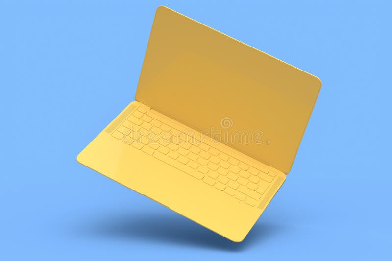 Aluminum Laptop with Empty Screen Isolated on Blue Monochrome ...