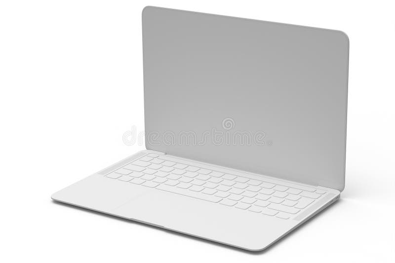 Aluminum Laptop with Empty Screen Isolated on White Monochrome ...