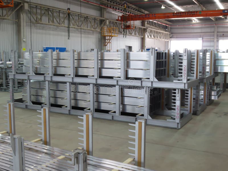 Aluminum lines stock rack stock image. Image of grey - 47410331