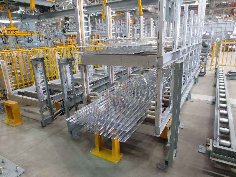 Aluminum lines stock rack stock photo. Image of factory - 47413508