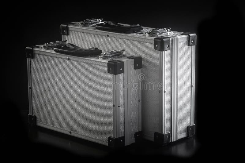 Aluminum metal case boxes stock photo. Image of luggage - 64752034