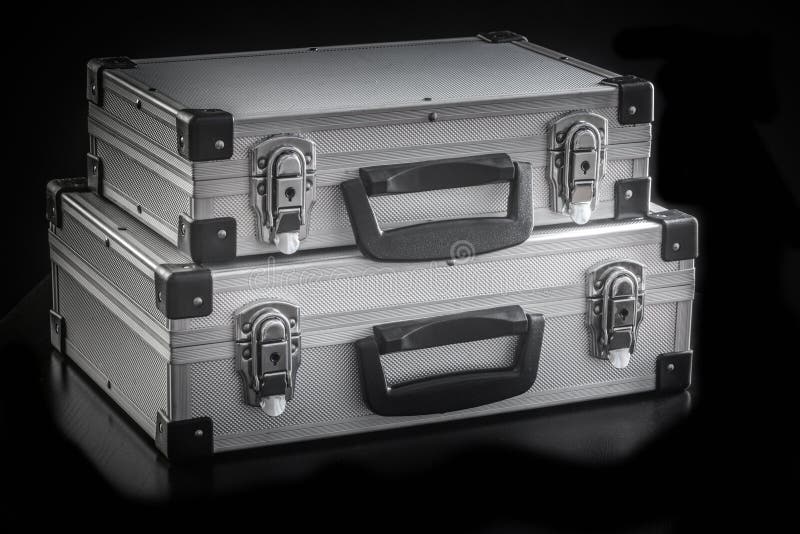 Aluminum metal case boxes stock photo. Image of business - 64752092