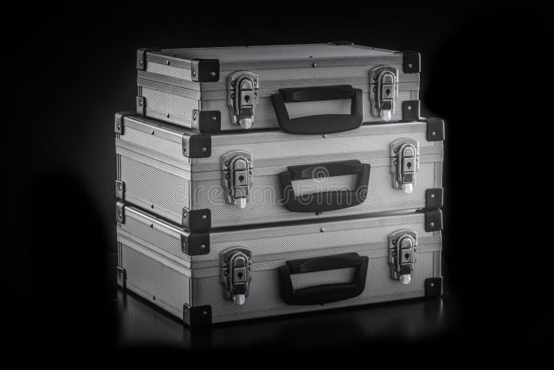 Aluminum metal case boxes stock image. Image of security - 64752123