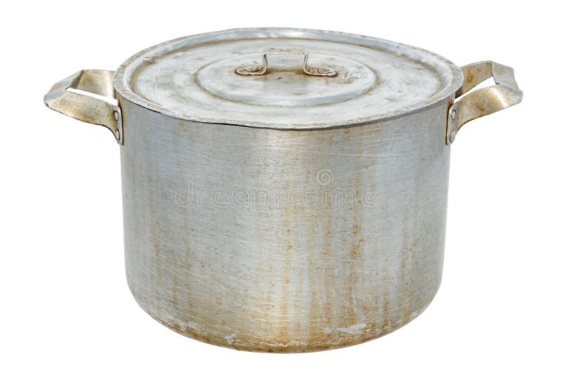 Aluminum Metal Pot with Rust on White Background. Isolate of Pot with ...