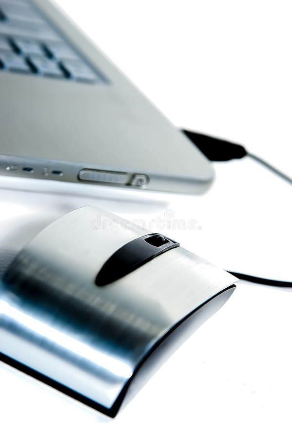 Aluminum mouse and laptop stock photo. Image of chrome - 24416652