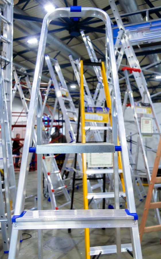 Aluminum One-sided Ladders Indoors Close-up Stock Photo - Image of ...