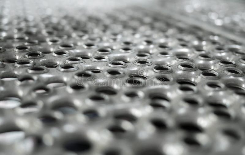 Aluminum Perforated Profile. Selective Focus in the Middle of the Frame ...