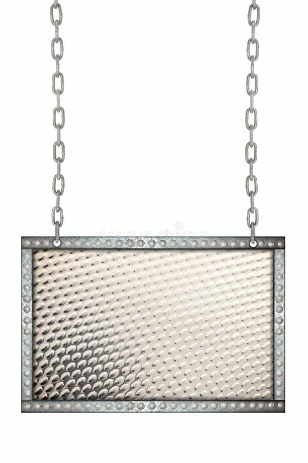 Aluminum Plate Signboard Hanging on Chains Isolated Stock Image - Image ...