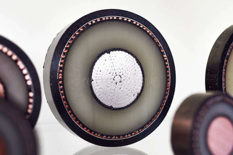 Aluminum Power Cable in Section Stock Photo - Image of dimensional ...