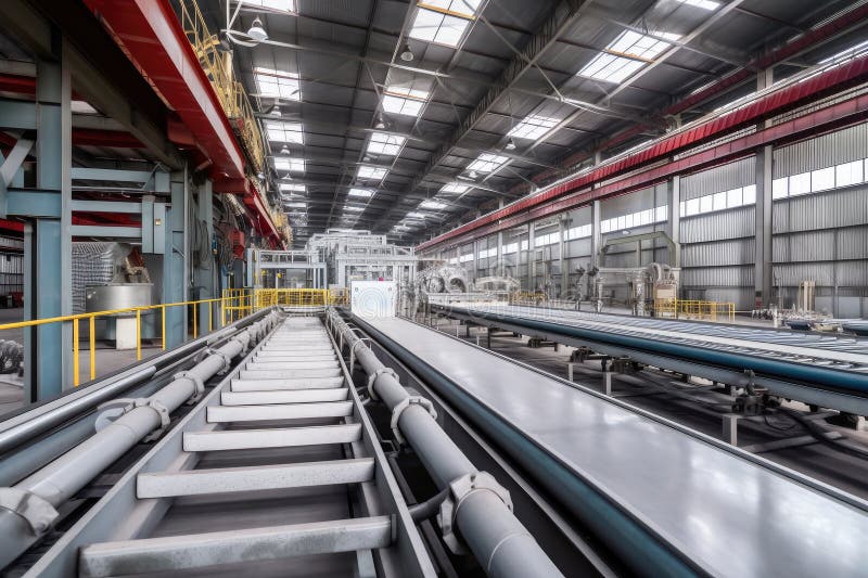 Aluminum Processing Plant, with Conveyor Belt Transporting Raw ...