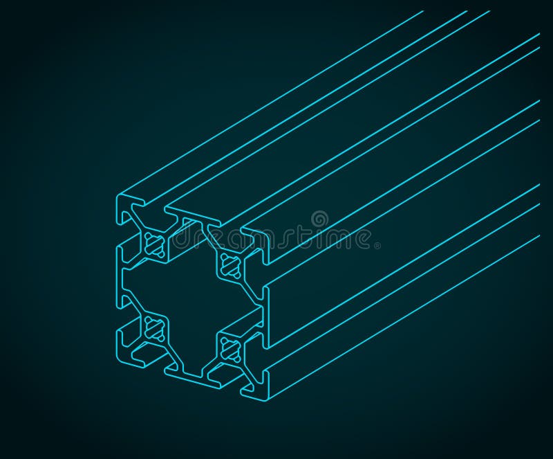 Aluminum Profile Isometric Blueprint Illustration Stock Vector ...
