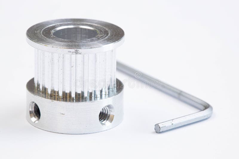 Aluminum Pulley with Inbus Key Above White Background Stock Image ...