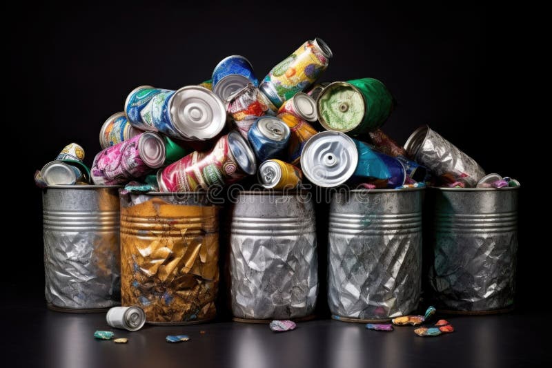 Aluminum Recycling Bins Filled with Cans Stock Illustration ...