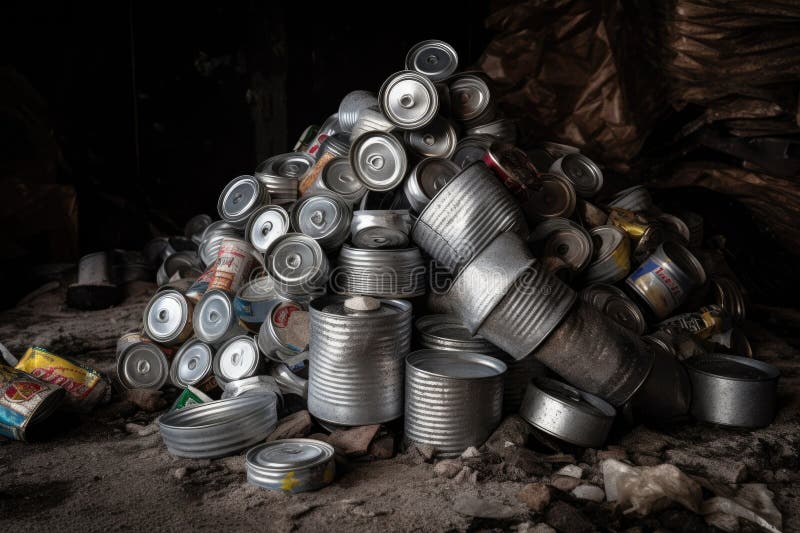 Aluminum Recycling Symbol on Pile of Cans Stock Illustration ...