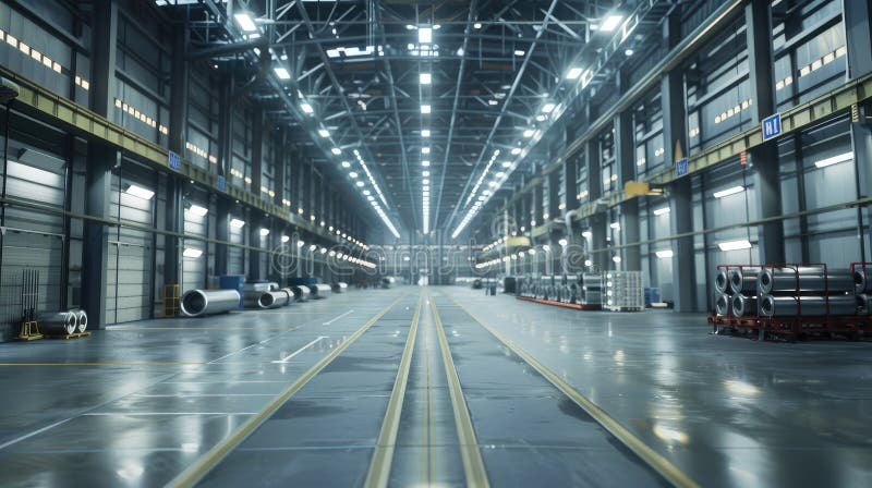 An Aluminum Roll Warehouse, Captured with a Wide-angle Lens To ...