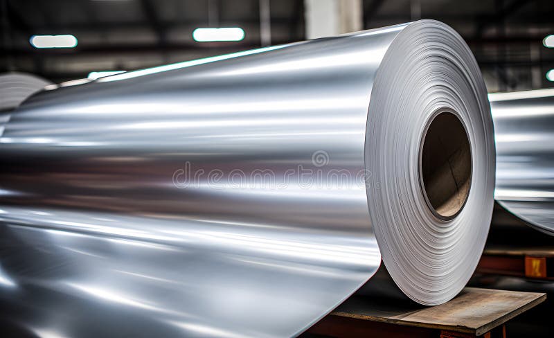 Aluminum Sheet Rolls on a Factory Stock Image - Image of grey ...