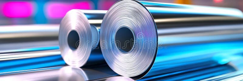 Aluminum Rolling Mill, with Massive Rolls of Metal Being Fed into the ...