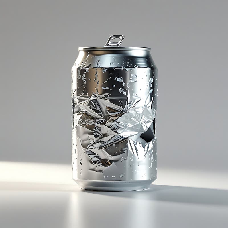 Aluminum Soda Can Crushed Dented Reflective Surface Metallic, Stock ...