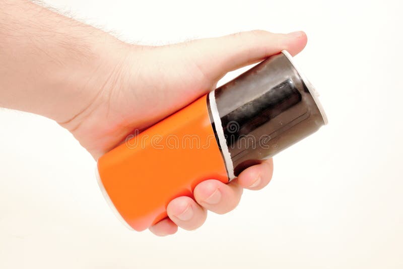 Aluminum soda can in hand stock photo. Image of tonic - 136742898