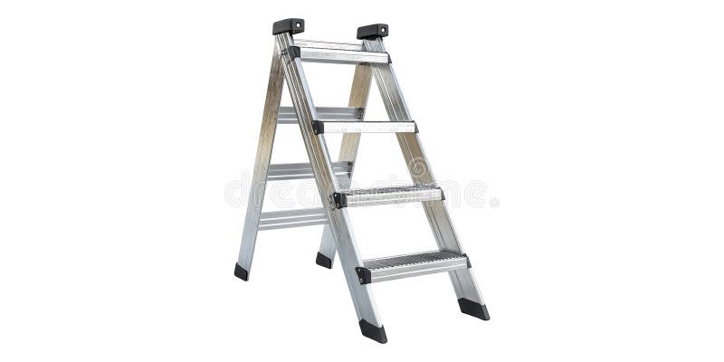 Aluminum Step Ladder Isolated on Transparent Background. Stock Image ...