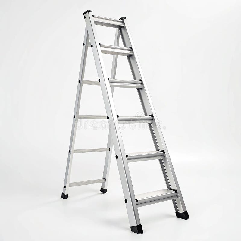 Aluminum Step Ladder on White Background Stock Illustration ...