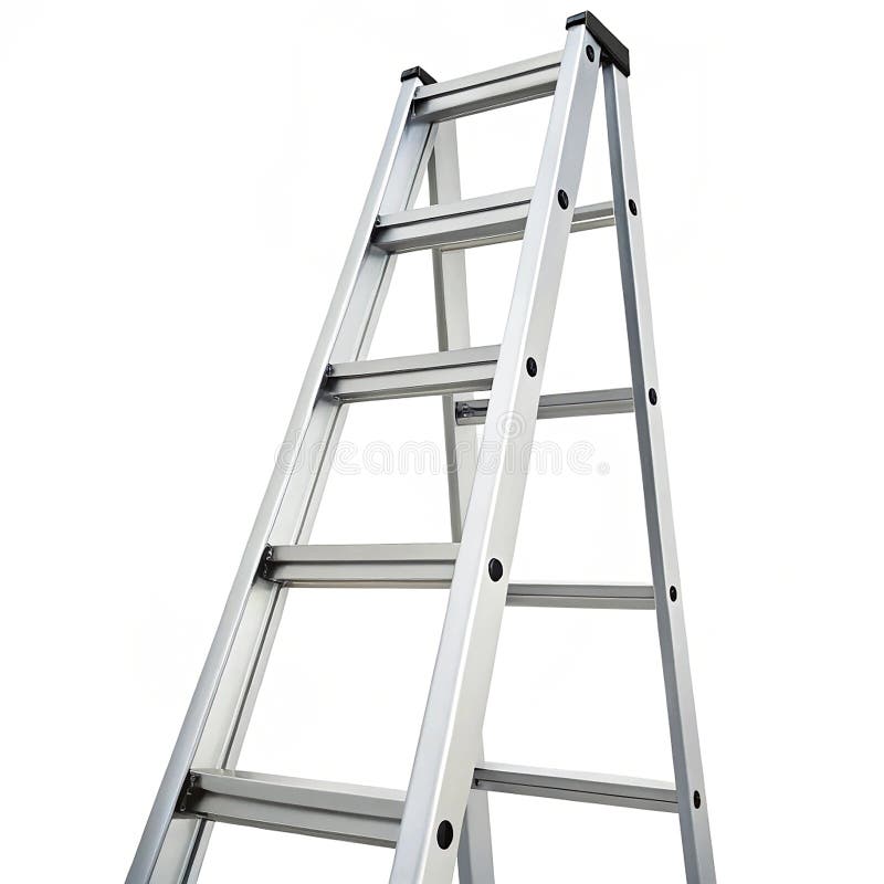 Aluminum Step Ladder on White Background Stock Illustration ...