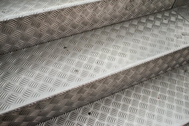 Aluminum Steps with Non-slip Pattern. Stock Photo - Image of groove ...