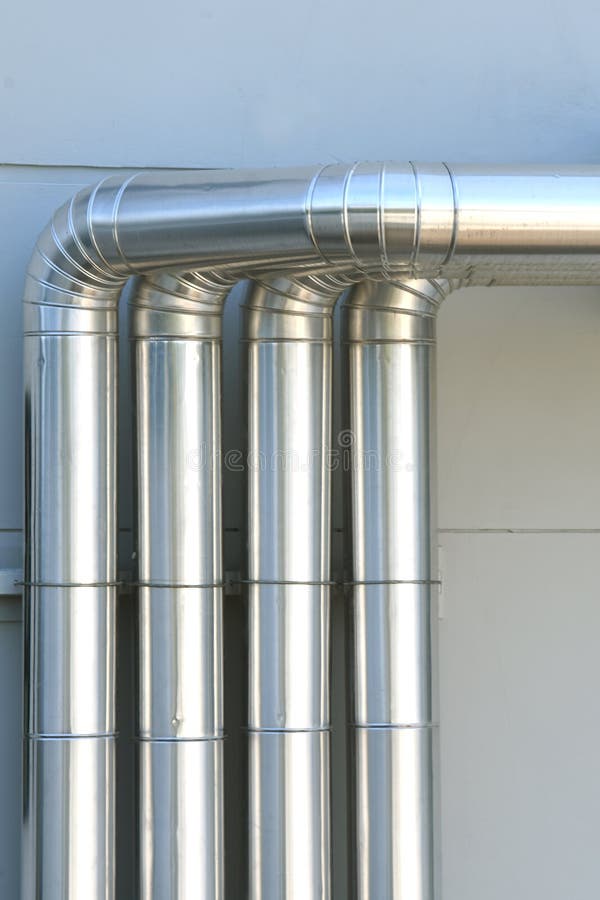 Aluminum Ventilation Air Pipes in Building. Stock Image - Image of ...