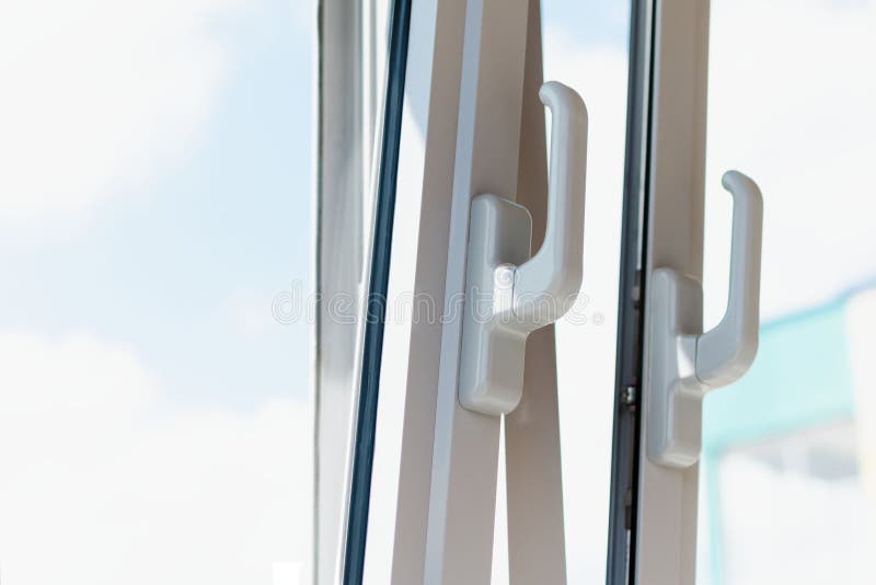 Aluminum Windows with Handles Stock Image - Image of glass, white ...