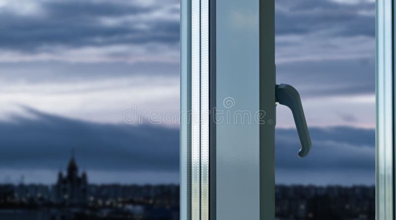 Aluminum Windows with Handles Stock Image - Image of glass, white ...
