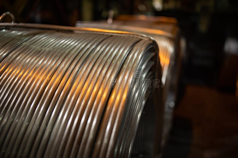 Aluminum wire in a coil stock photo. Image of line, ring - 224581094