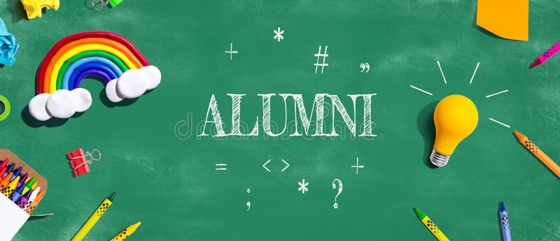Alumni Theme with School Supplies - Flat Lay Stock Image - Image of ...