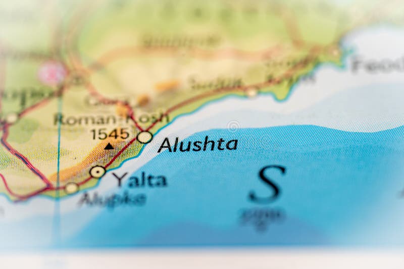 Alushta, Crimea Highlighted on a World Map Stock Photo - Image of ...