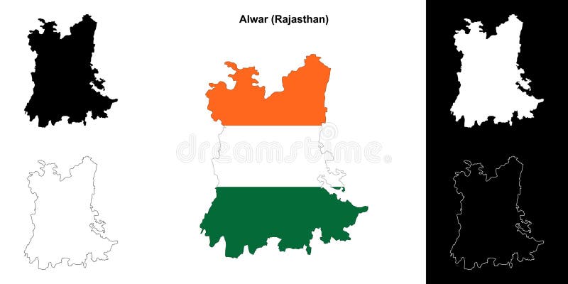 Alwar outline map stock vector. Illustration of district - 368883096