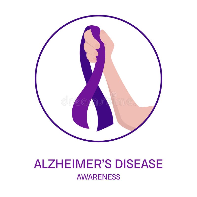 Alzheimer S Day Purple Card And Purple Ribbon Brain Disease Dementia
