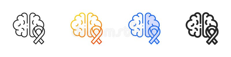 Alzheimer Icon.Thin Linear, Gradient, Blue Stroke and Bold Style Design ...