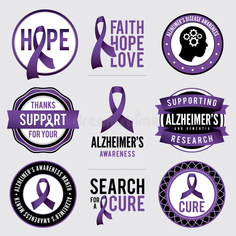 Alzheimer S Disease Awareness Badges Illustration Stock Illustration ...