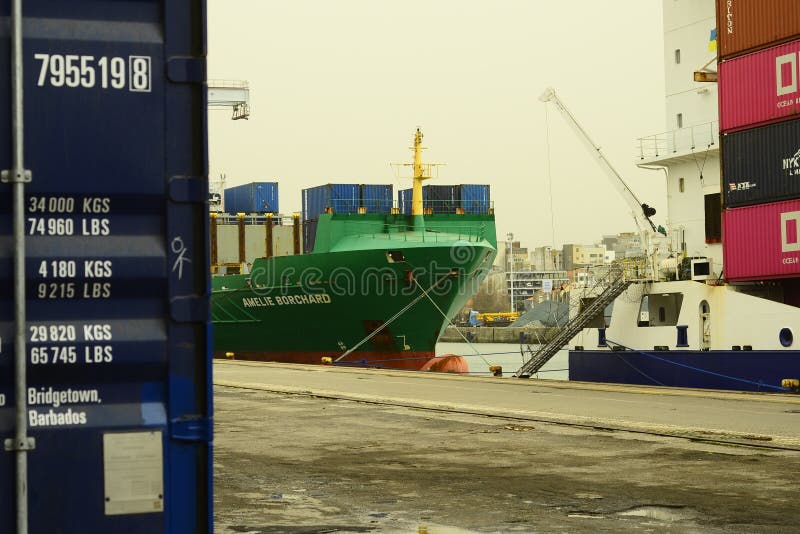 AmÃ©lie Borchard Container Ship Anchored at Port Editorial Photo ...