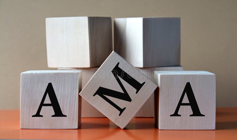 AMA - Acronym on Large Wooden Cubes on Light Brown Background Stock ...
