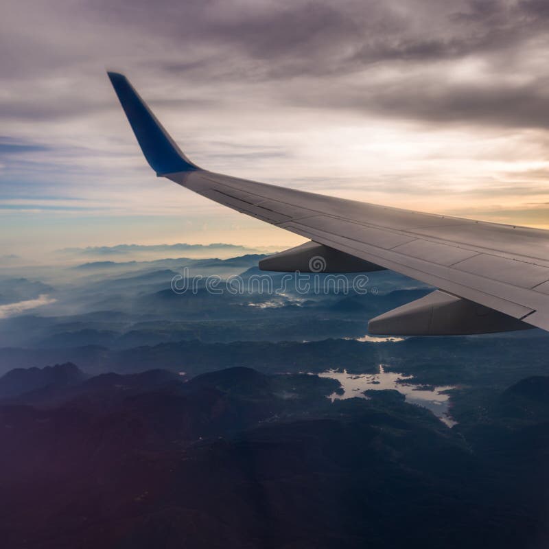 Amaizing View from Plane into Mountais Stock Photo - Image of dusk ...