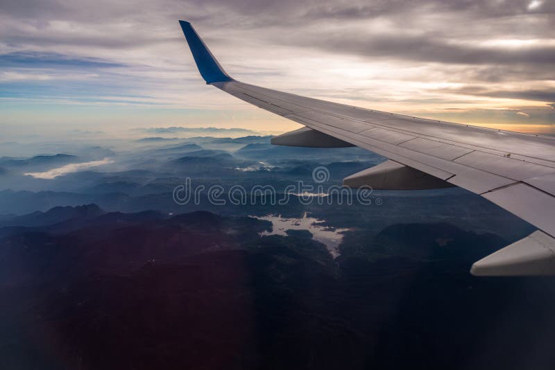 Amaizing View from Plane into Mountais Stock Image - Image of airplane ...
