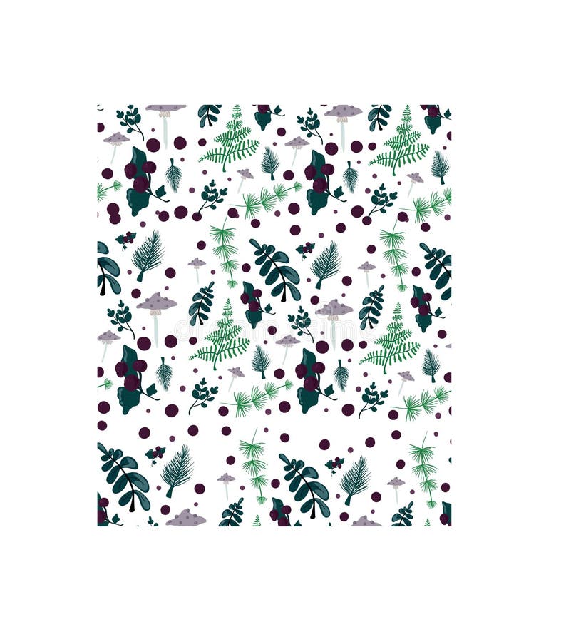 Amanita Pattern Bright Background Swamp Objects Green and Purple Stock ...