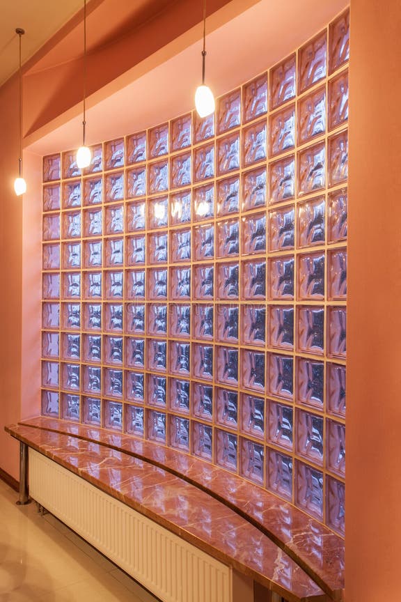 Amaranth House - Glass Blocks Wall Stock Image - Image of construction ...