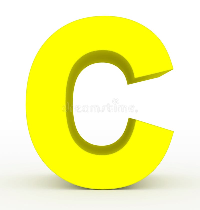 Amarillo De La Letra C 3d Aislado En Blanco Stock de ilustración ...