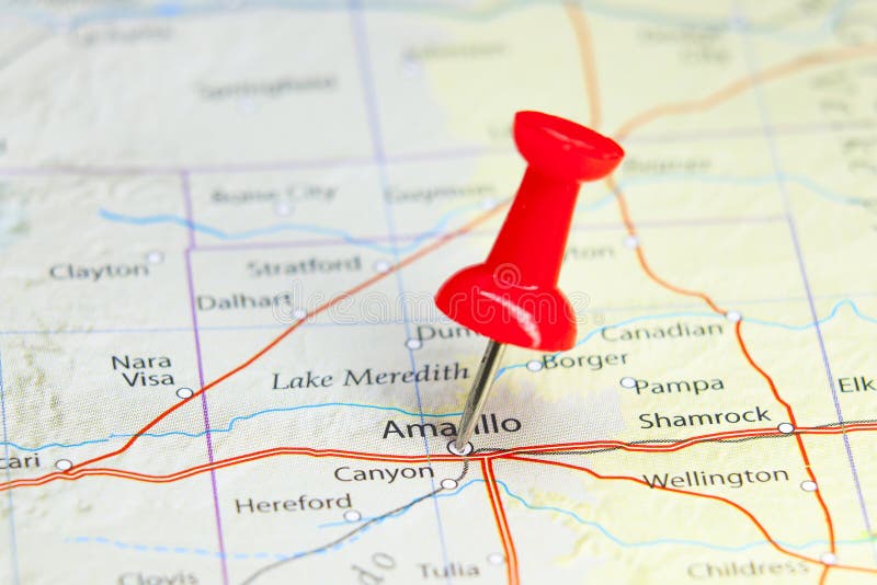 Amarillo, USA pin on map stock photo. Image of road - 337476064
